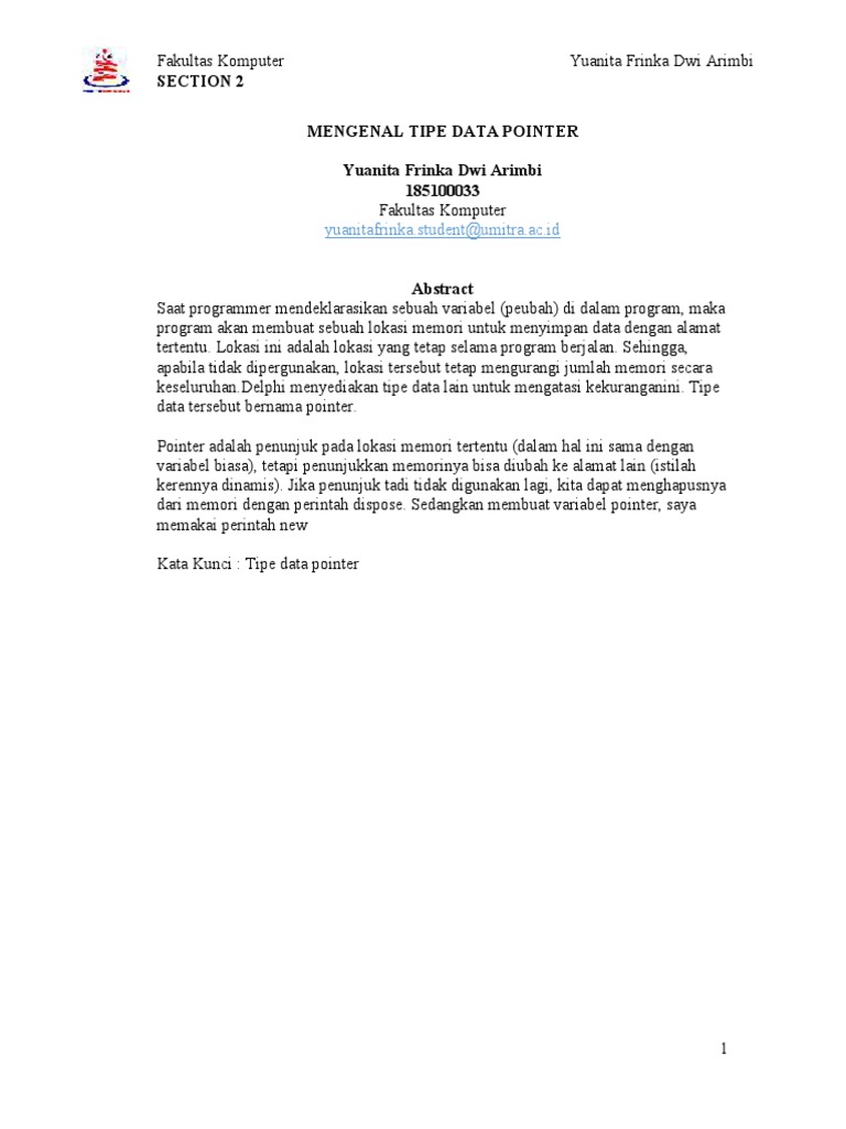 Mengenal Tipe Data Pointer (Section 2) | PDF