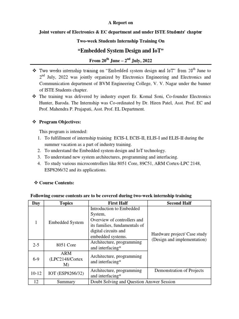 Report On Embedded & IoT Final3 | PDF | Embedded System | Internet Of ...