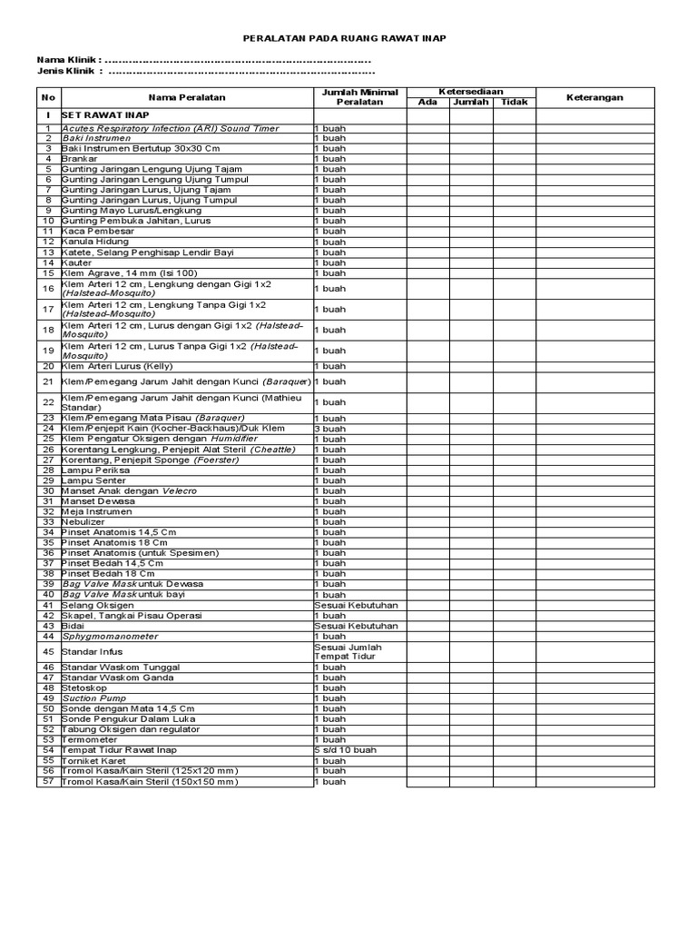 Peralatan Untuk Visitasi Klinik | PDF