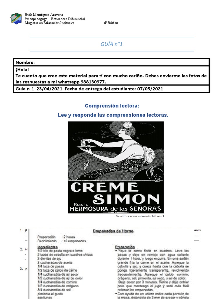 Comprensión Lectora para 6° Básico | PDF | Alimentos