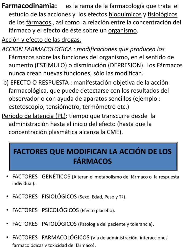Farmacodinamia y mecanismos de acción de los fármacos | PDF | Farmacocinética | Medicamentos con ...