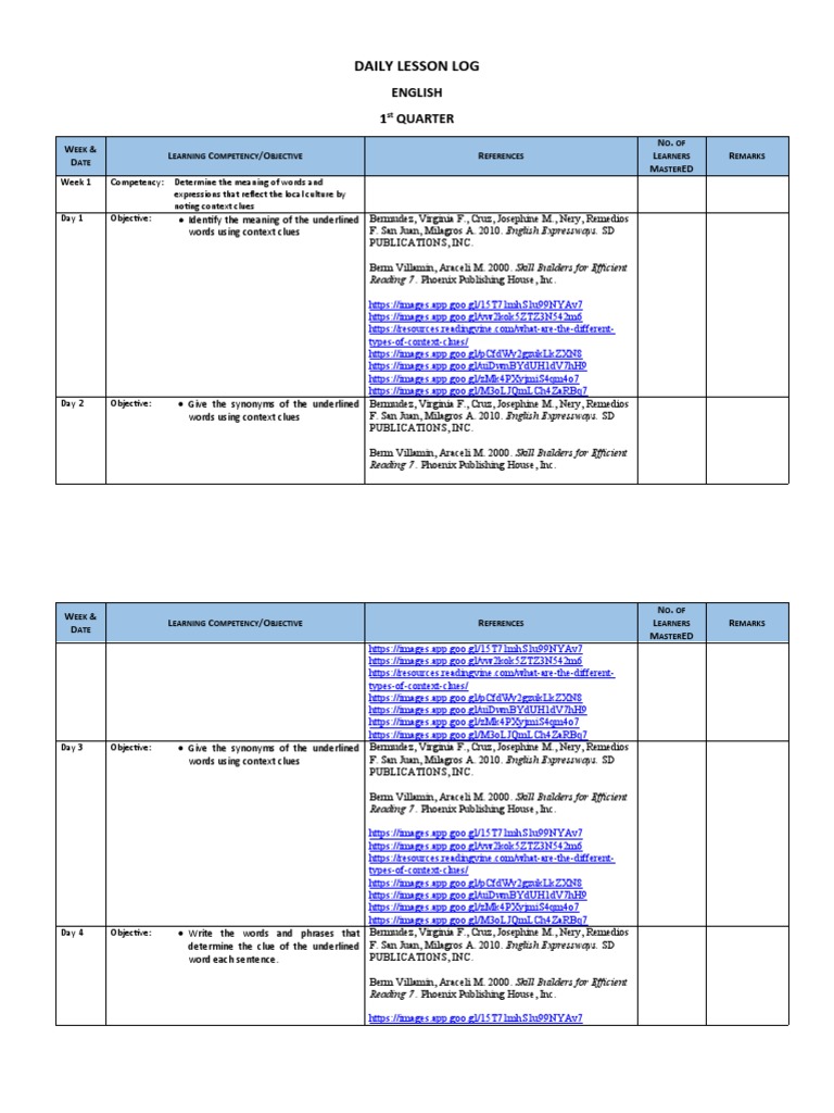 English Daily Lesson Template | PDF | Adverb | Verb