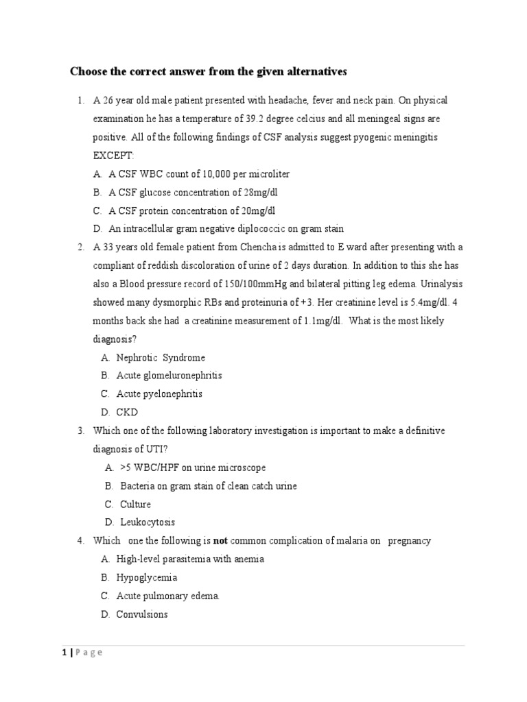 CoC Exam | PDF | Childbirth | Urinary Tract Infection