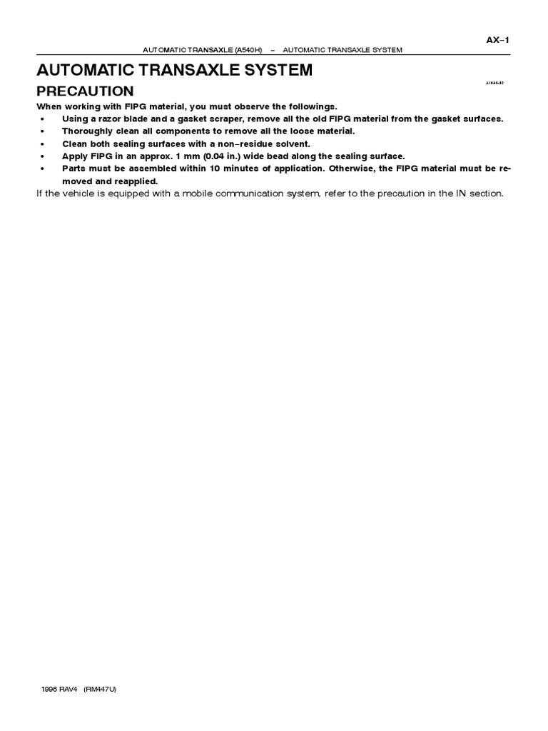 Automatic Transaxle (A540h) - Rav4 Sxa1 | PDF | Clutch | Automatic ...