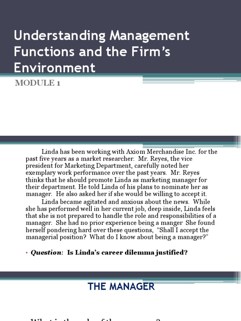 Understanding Management Functions and The Firms Environment | PDF ...