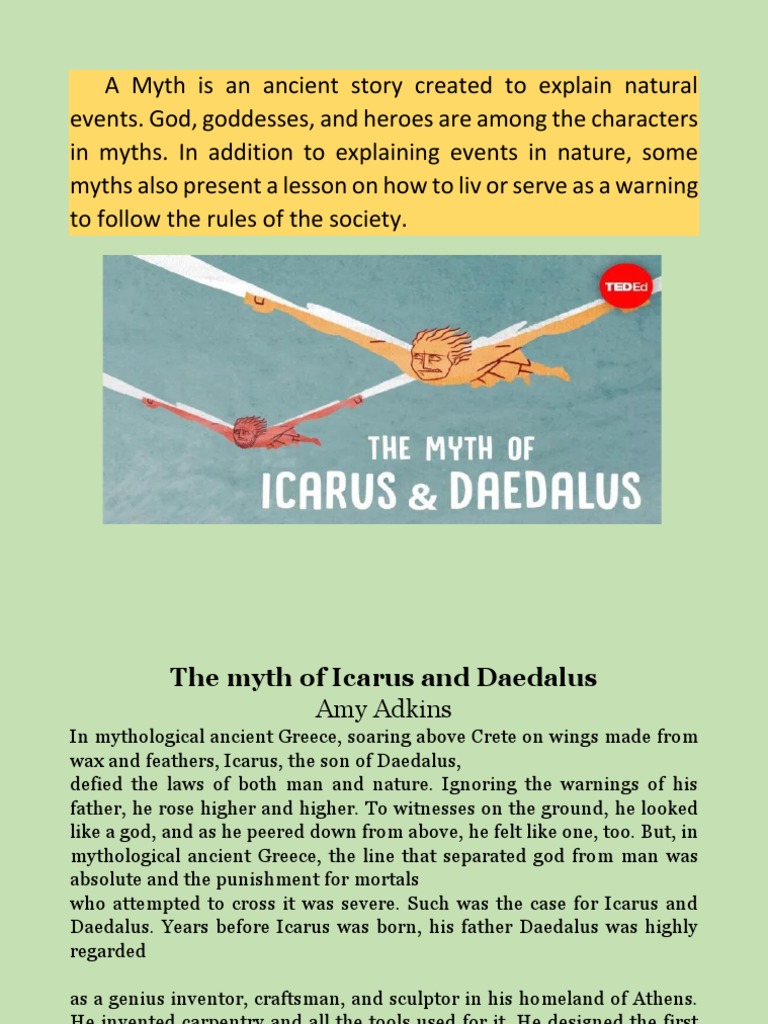 The Myth of Icarus and Daedalus | PDF