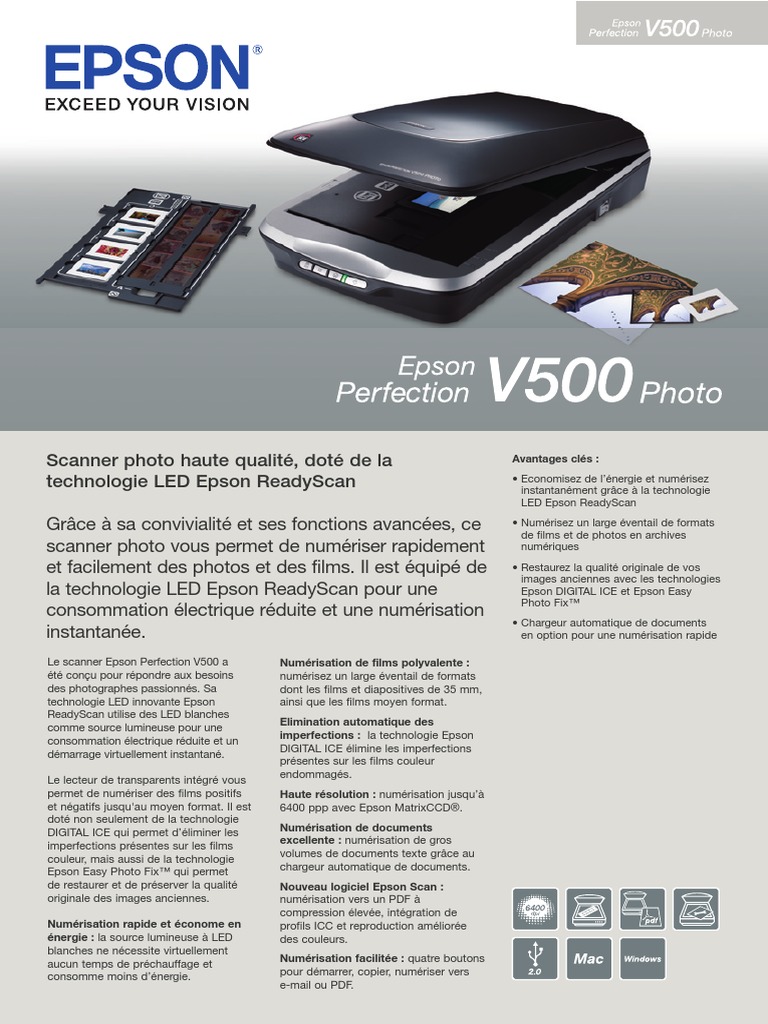 Epson v500 | PDF | Scanner (informatique) | Optique
