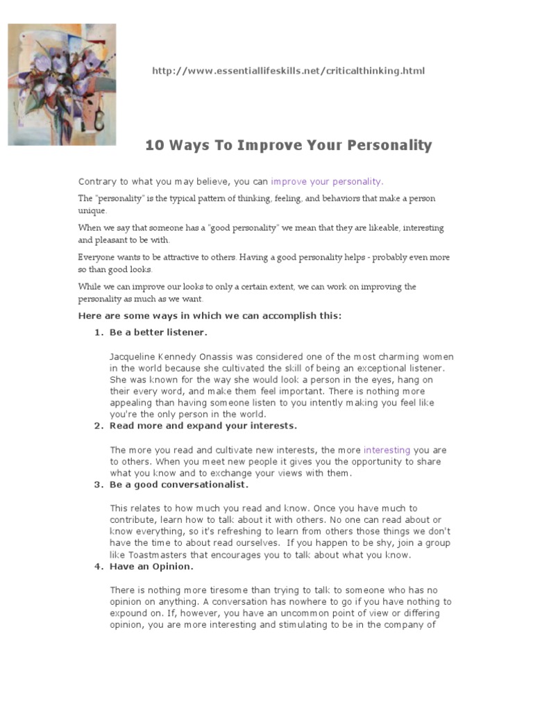 10 Ways To Improve Your Personality | PDF | Self Esteem | Thought