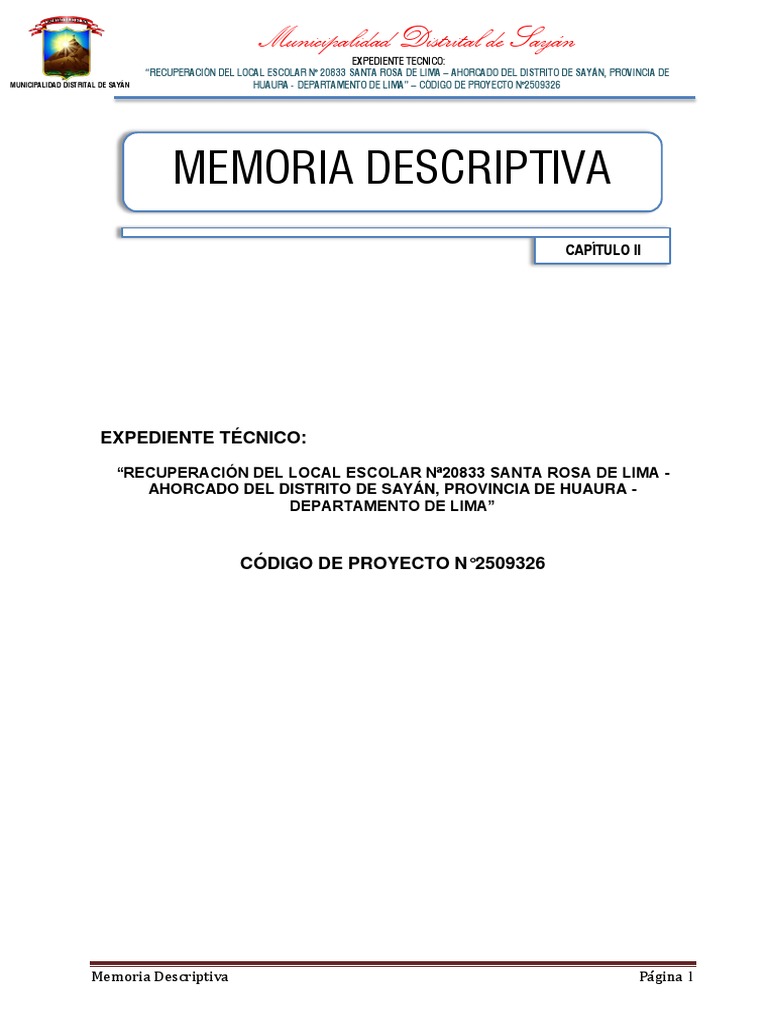Recuperación IE 20833 Sayán, Lima | PDF | Fundación (Ingeniería ...