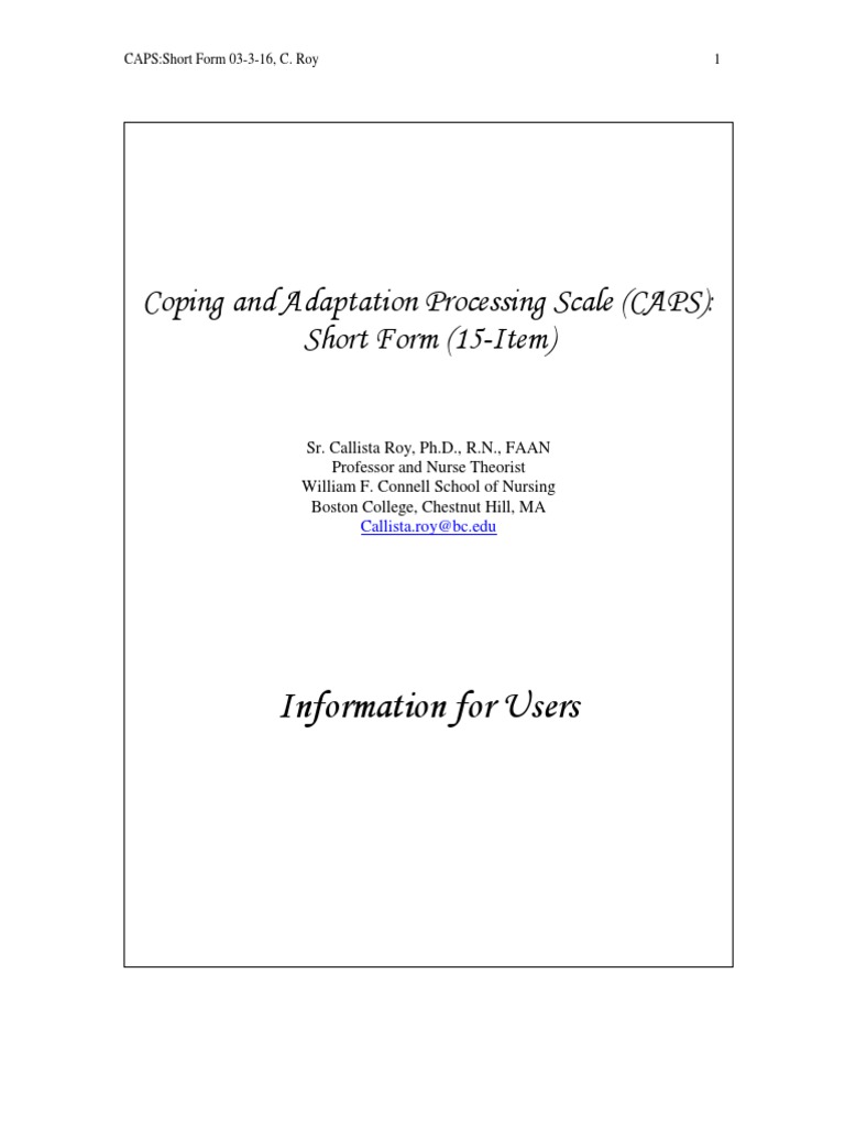 CAPS-Short Form User Manual 3-3-16 | PDF | Validity (Statistics ...