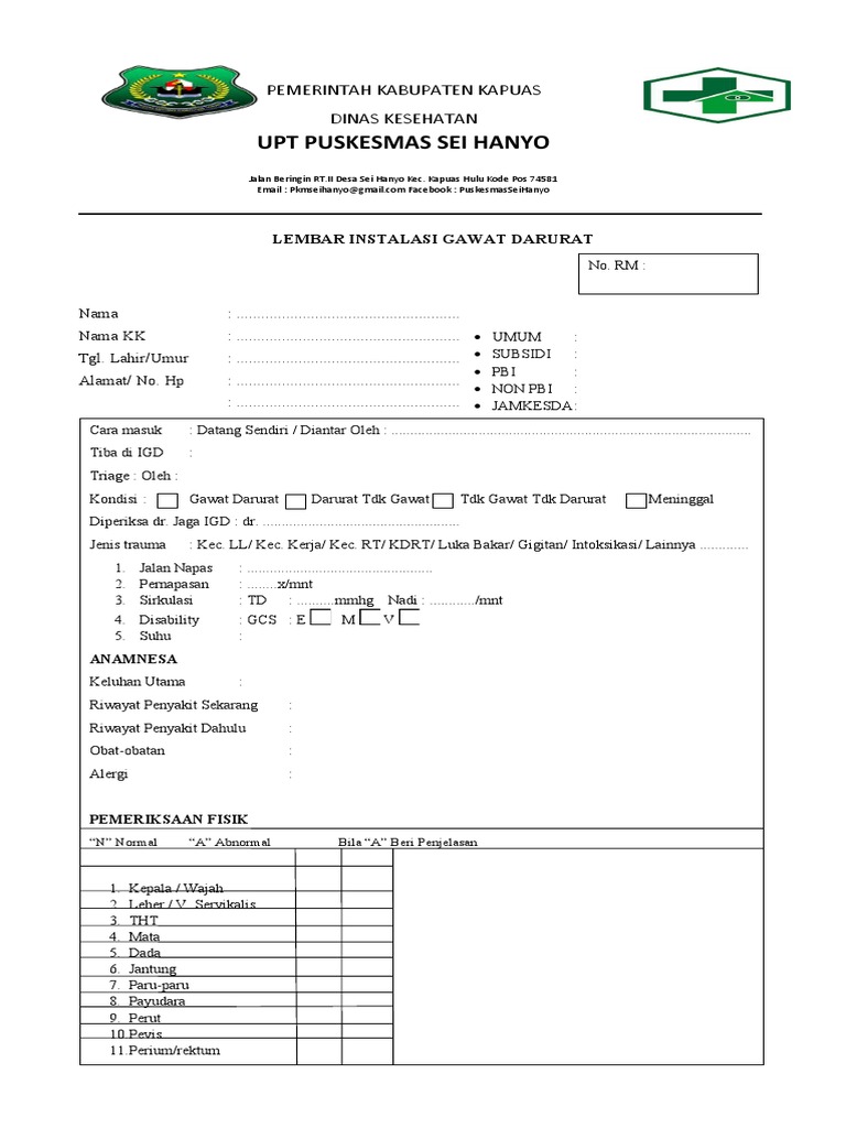 Lembar Anamnesa IGD | PDF