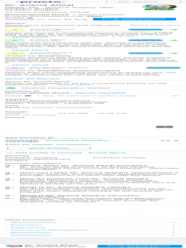 Dr. Anand Alladi - Pediatric Surgeon - Book Appointment Online, View ...