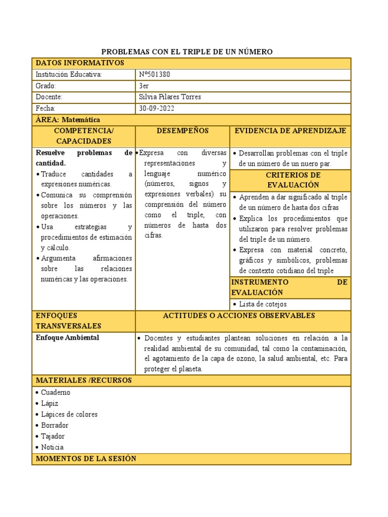 Problemas con el Triple de un Número | PDF | Evaluación | Aprendizaje