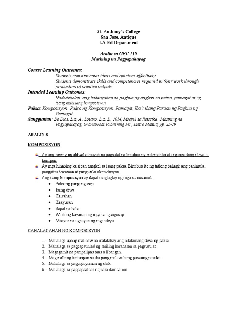 GEC 110 Aralin 8 | PDF