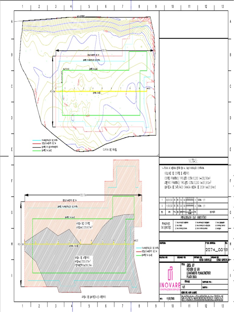 PLANTA CORTE E ATERRO EL 10,200 - rev01-CURVA DE NÍVEL | PDF