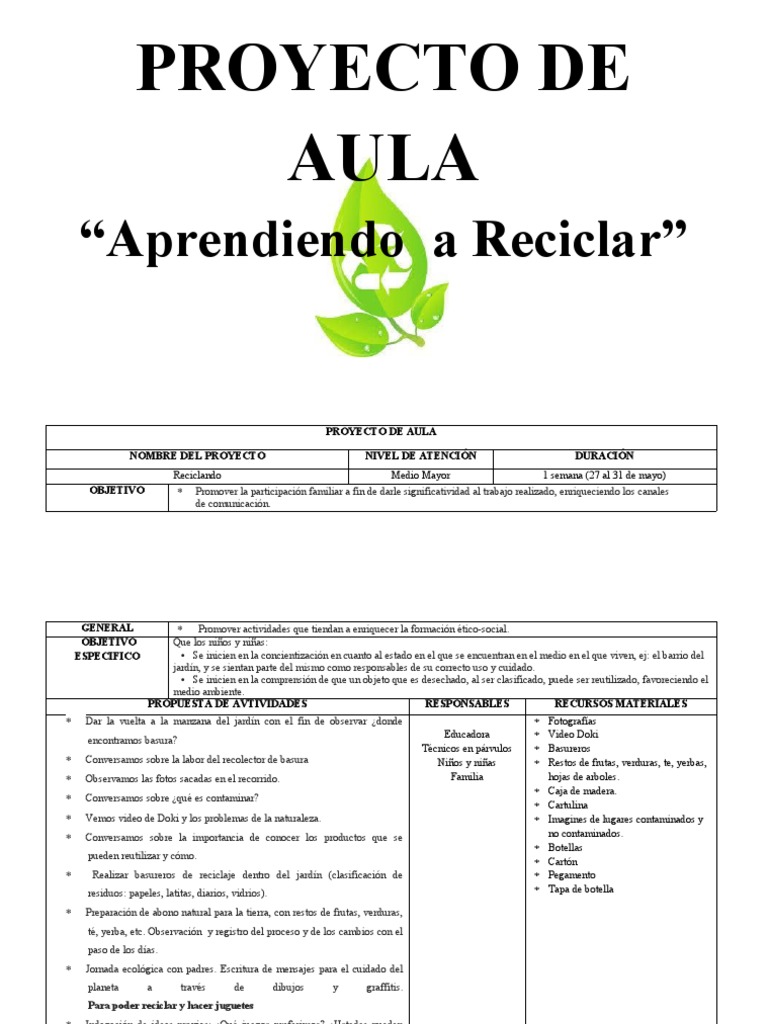 Aprediendo A Reciclar | PDF | Residuos | Reciclaje