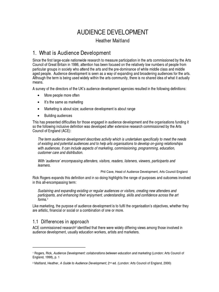 Audience Development Handout - Heather Maitland | PDF | Target Audience ...