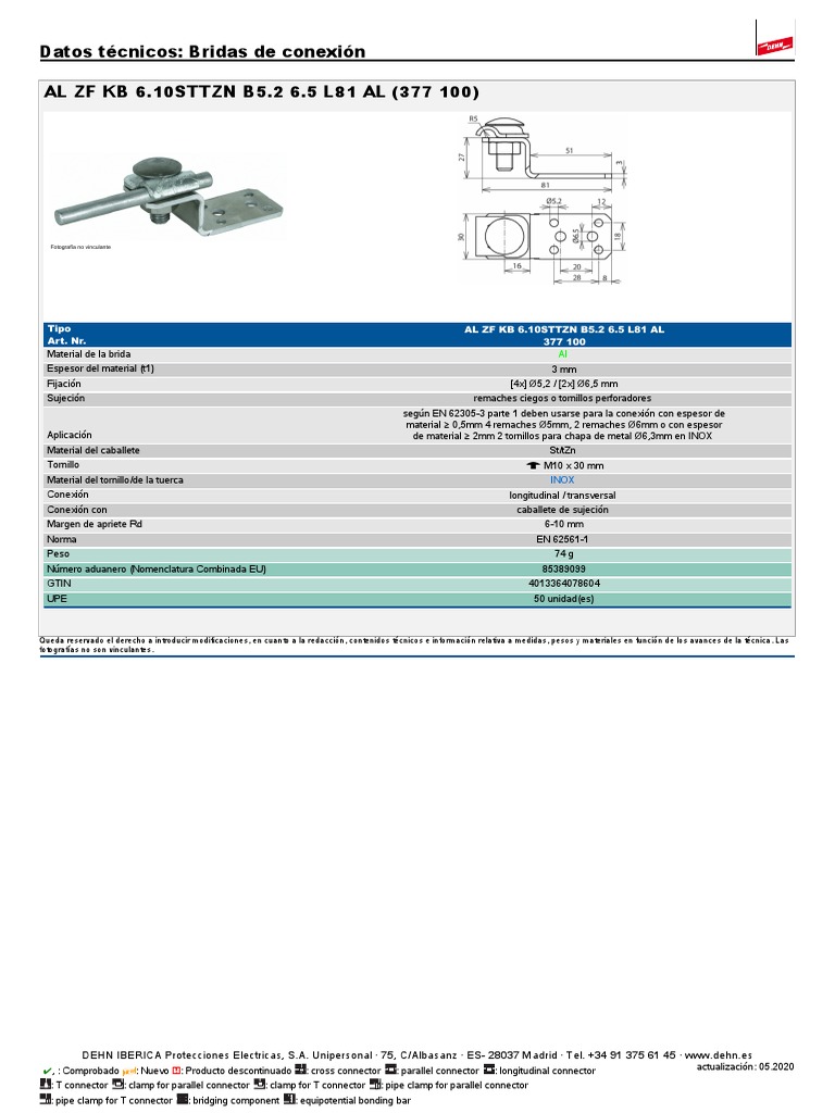 Datos Técnicos: Bridas de Conexión AL ZF KB 6.10STTZN B5.2 6.5 L81 AL ...