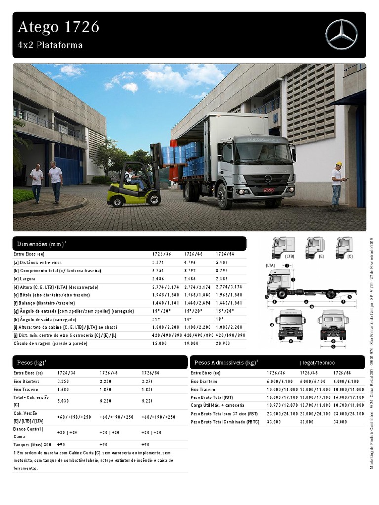 Atego 1726 4X2 | PDF | Freio | Tecnologia de veículos