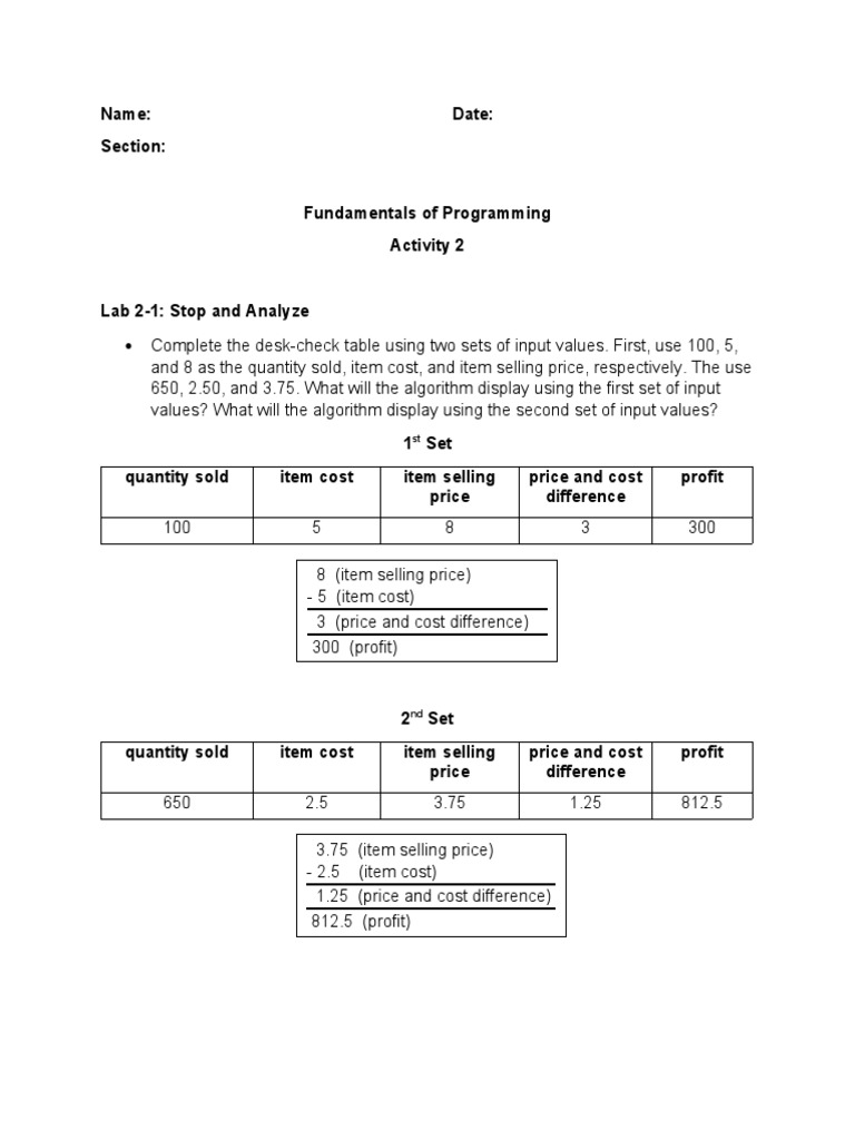 Programming Activity 2 Final Pdf Profit Economics Cost 