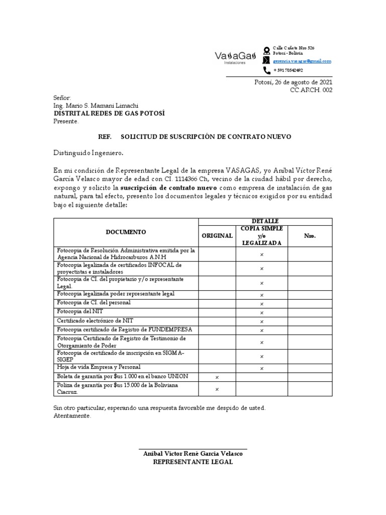 Carta de Presentación YPFB | PDF