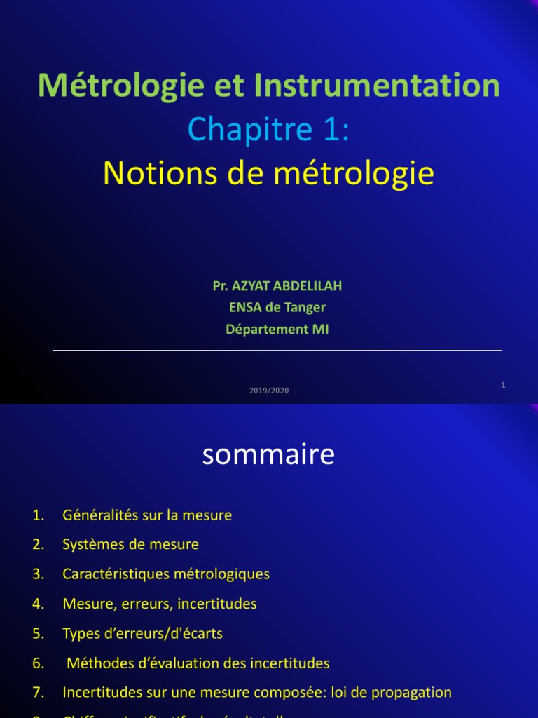 Introduction à la Métrologie et Mesure | PDF | Système international d ...