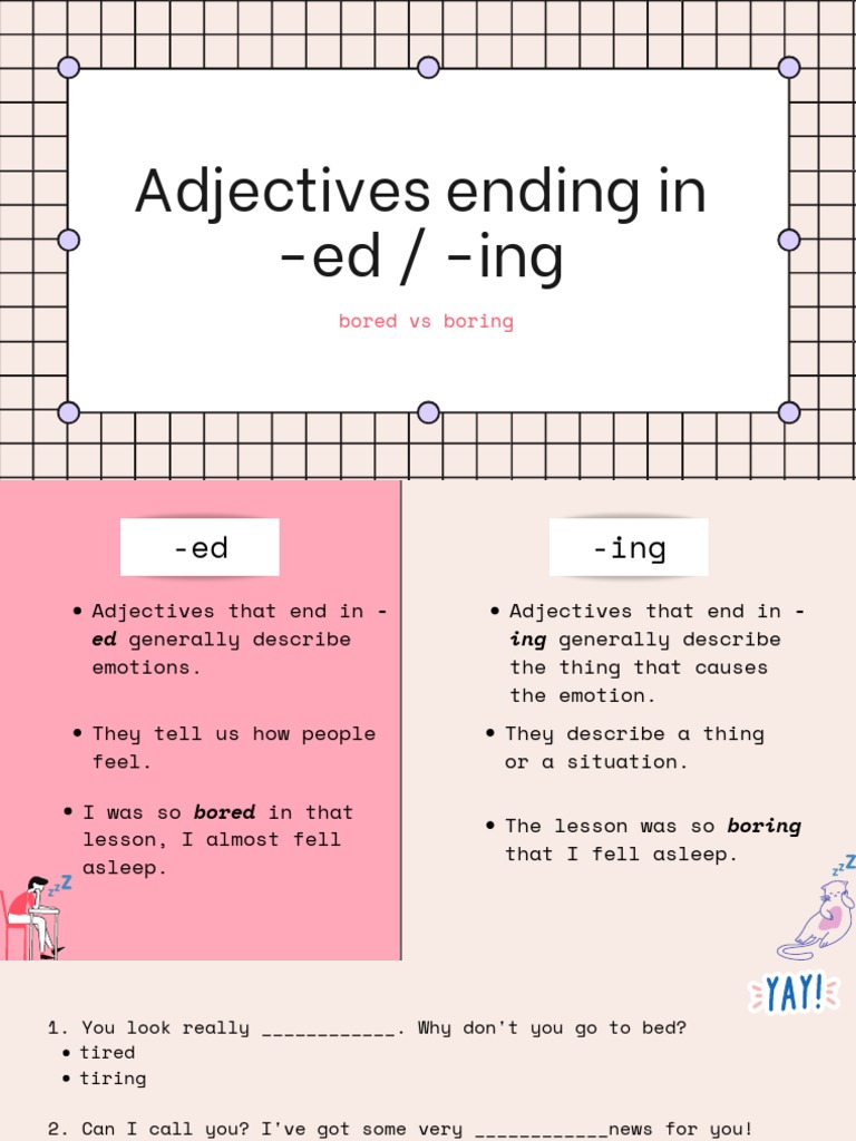 B1 - Adjectives Ending in - Ed - Ing | PDF