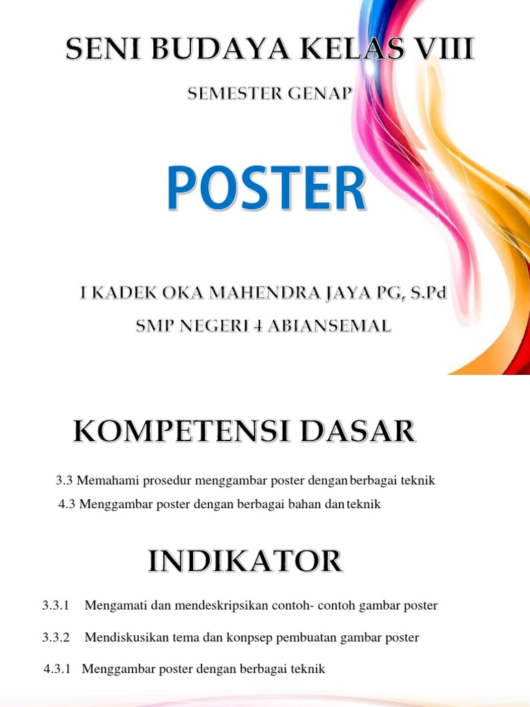 Bahan Ajar Pengertian Poster 2 | PDF