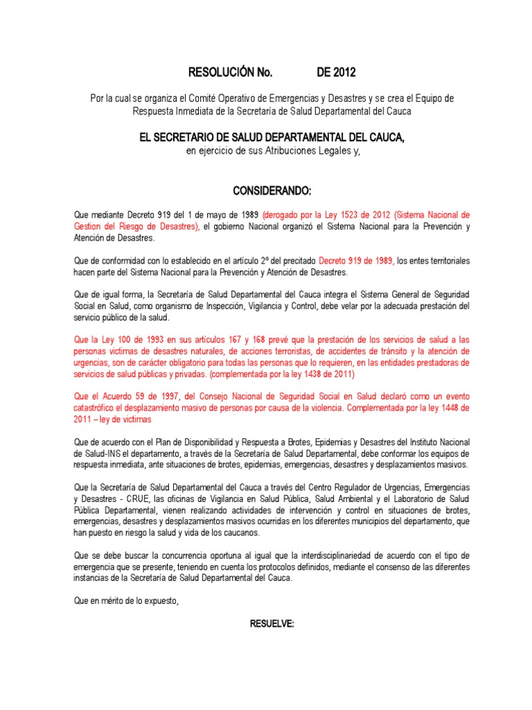 Resolución Eri - SSDC Octubre 2008 | PDF | Epidemias | Ciencias de la Salud