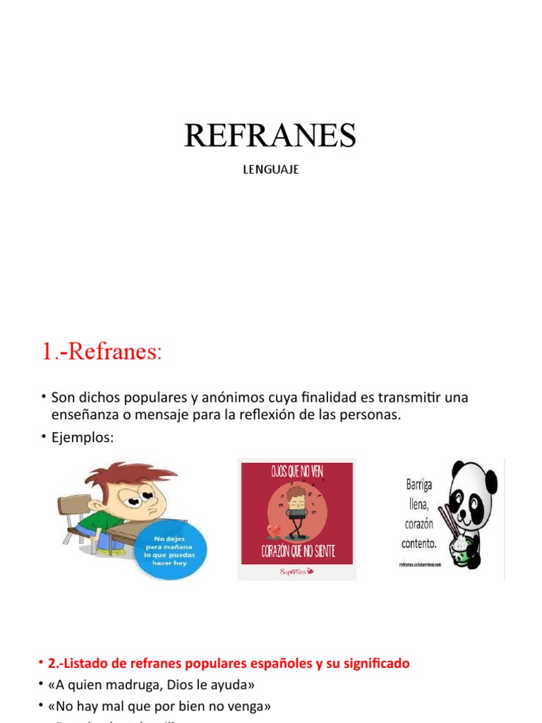 REFRANES | PDF | Artes del Lenguaje y Comunicación | Ficción general