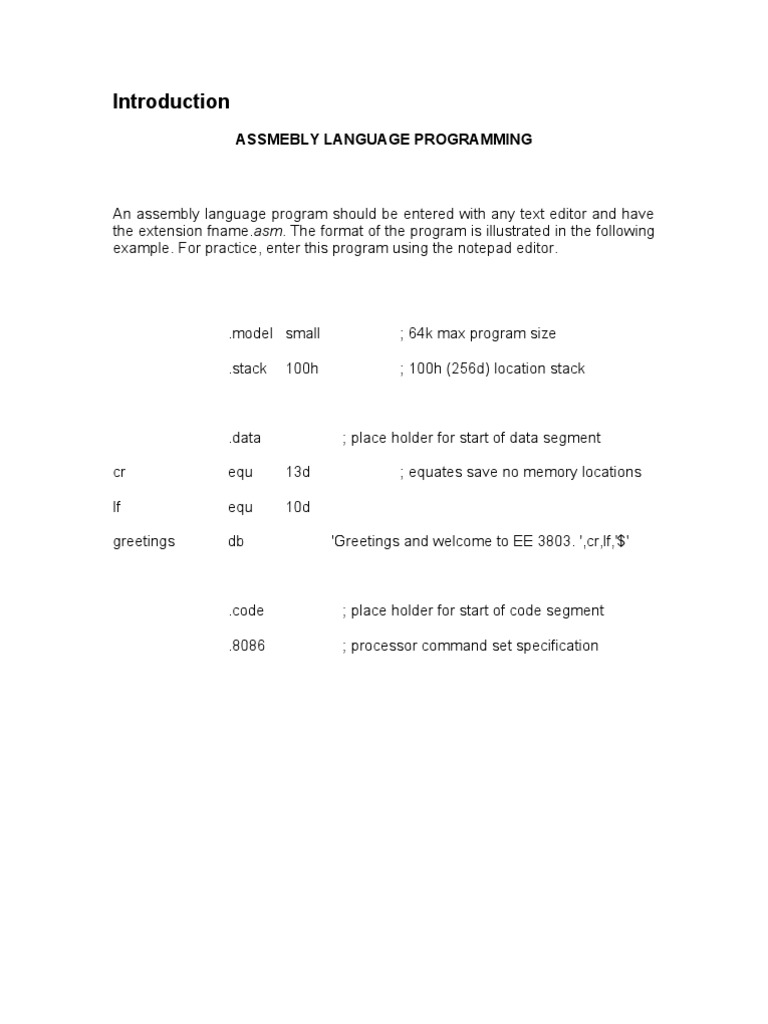 Experiment 1 Pdf Assembly Language Computer Program