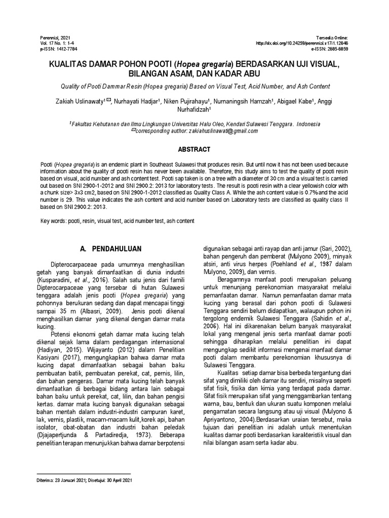 Kualitas Damar Pooti Sulawesi | PDF