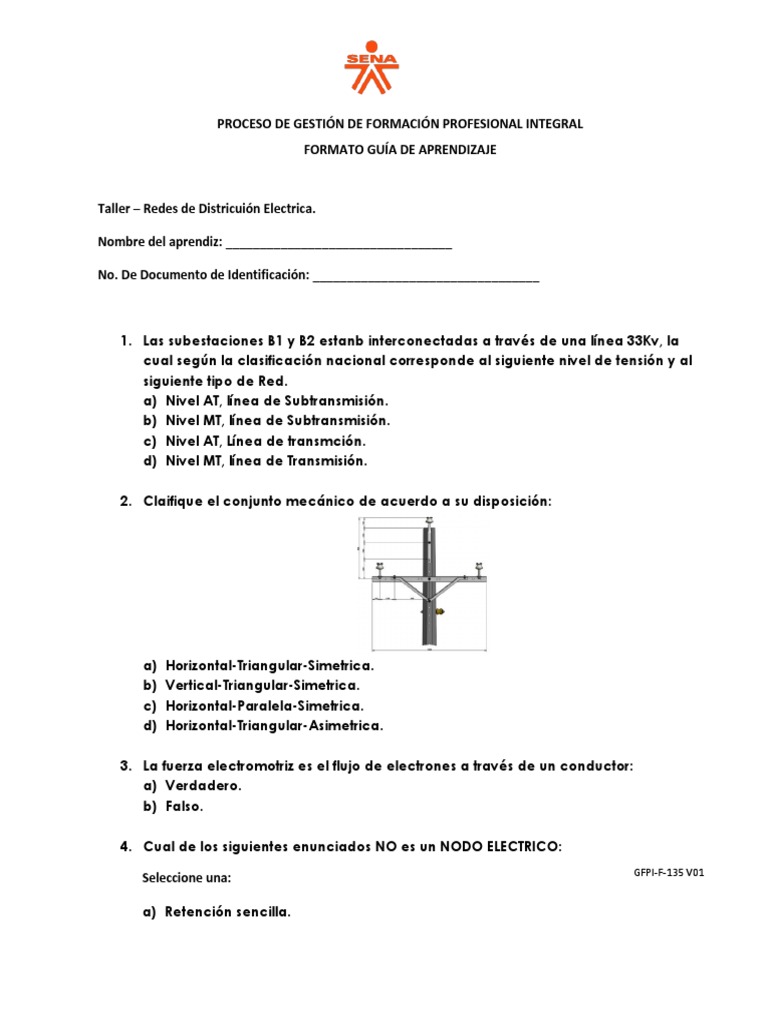 Taller 1 - Redes de Distribución Electrica. | PDF | Ingenieria Eléctrica | Transformador