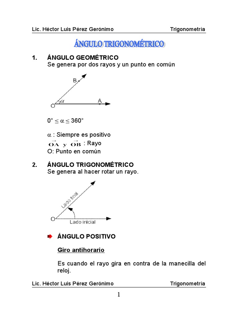 Ángulo Geométrico | PDF | Trigonometría | Curva