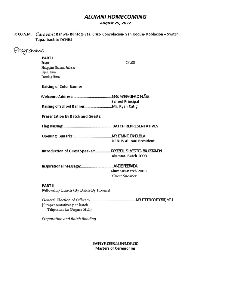 Alumni-Homecoming Final Draft | PDF