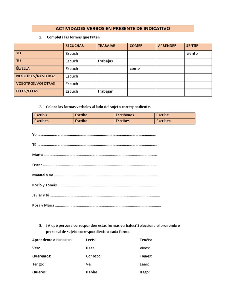Presente de Indicativo - T1 | PDF | Plural | Lingüística