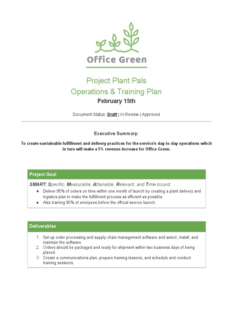 Operations & Training Plan Overview | PDF | Customer | Supply Chain ...