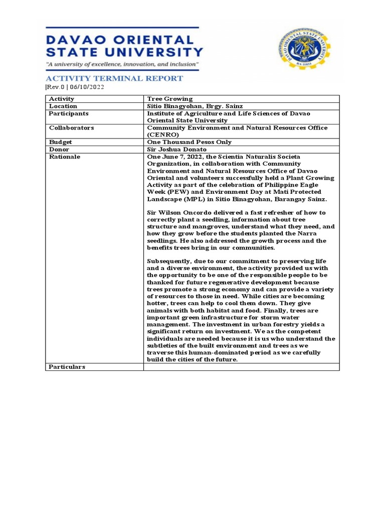 Tree Growing Terminal Report | PDF | Trees | Nature