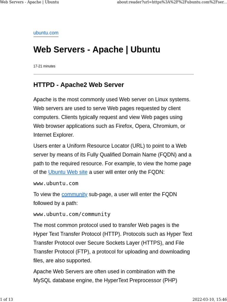 Web Servers - Apache - Ubuntu | PDF | Apache Http Server | World Wide Web Web Servers - Apache - Ubuntu | PDF | Apache Http Server | World Wide Web