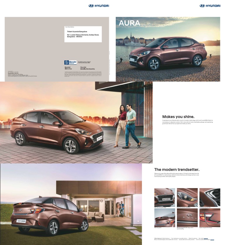 Hyundai Aura Brochure Download Tridenthyundai | PDF | Manual Transmission | Brake