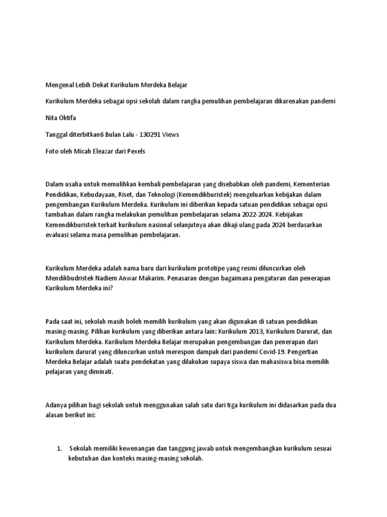 Hakikat Kurikulum Merdeka | PDF