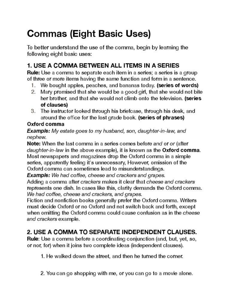 Comma Usage | PDF | Comma | Pronoun