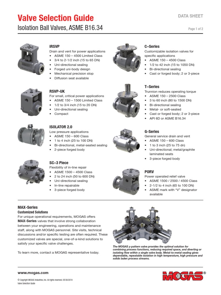 Data Sheet - Valve Selection Guide (En) . | PDF | Valve | Manufactured ...