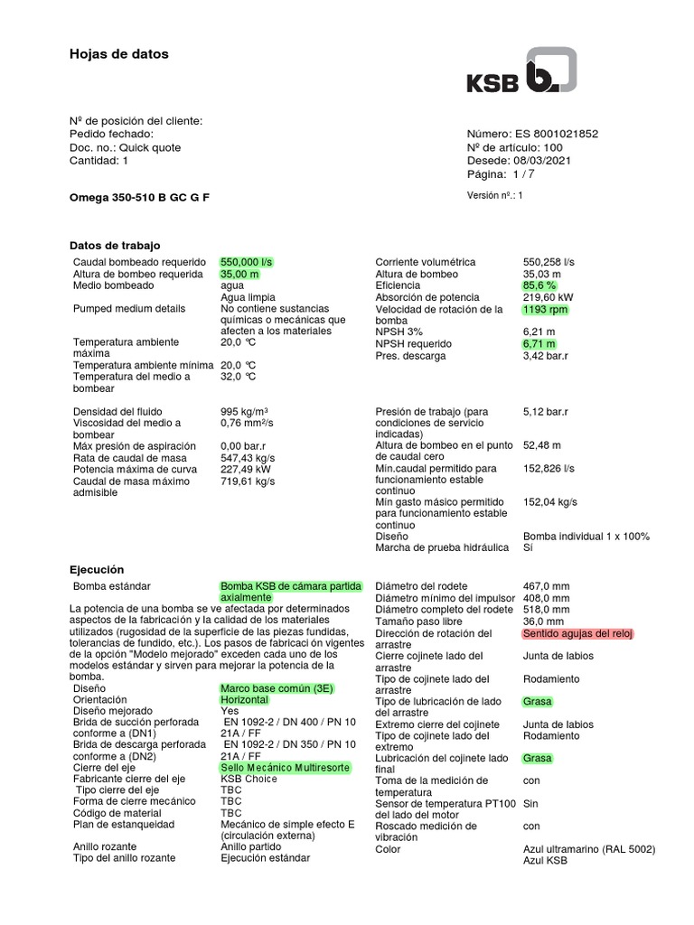 C.1.4. Grupo 3 Ficha Tecnica Equipo Ofertado | PDF | Rodamiento ...