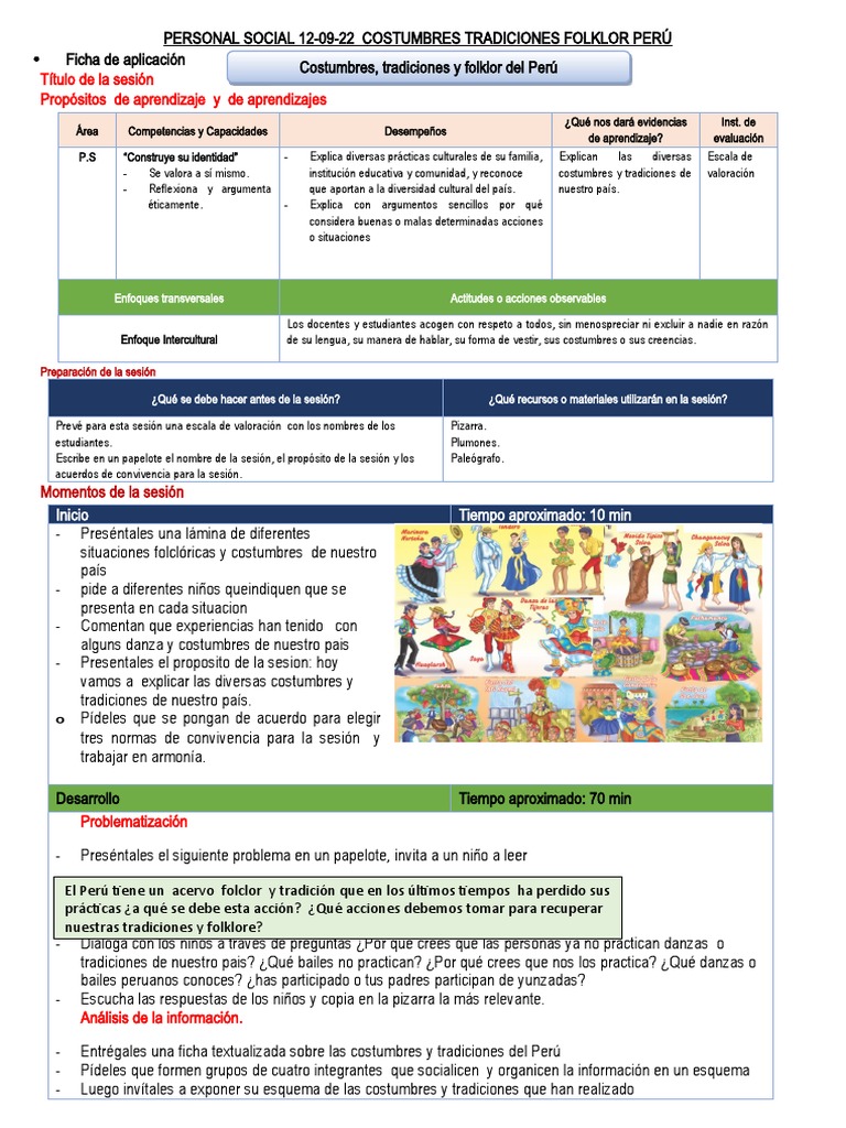 Personal Social 12-09-22 Costumbres, Tradiciones y Folklor Del Perú ...
