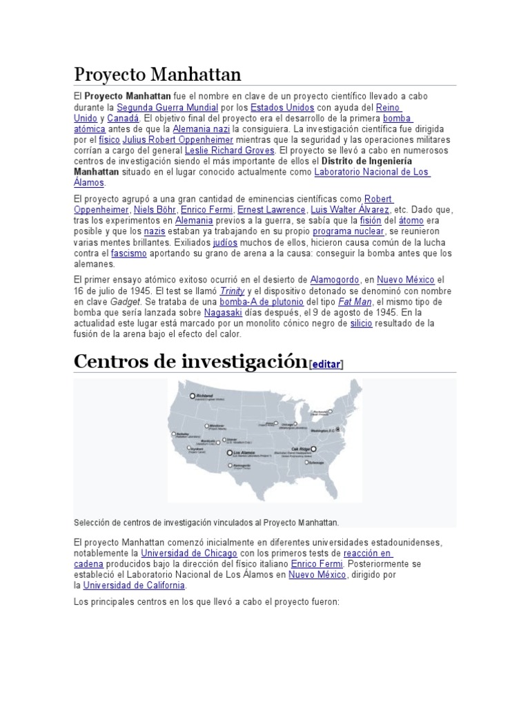 Historia del Proyecto Manhattan | PDF | Proyecto Manhattan | Plutonio
