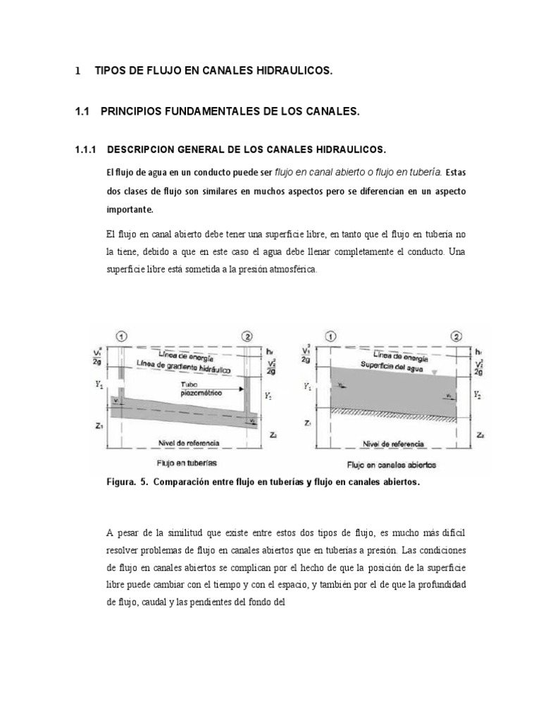 Tipos De Flujo En Canales Hidráulicos Pdf Canal Viscosidad
