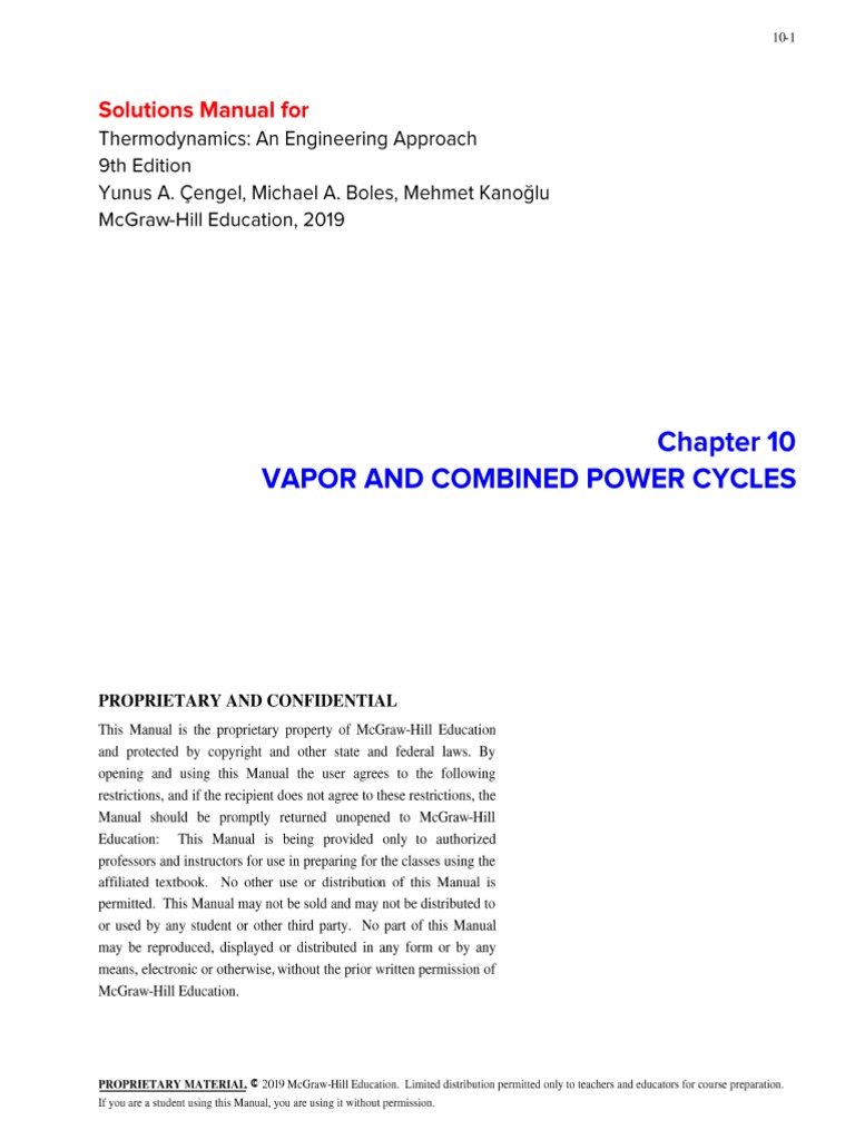 Thermo 9e SM Chap10 | PDF