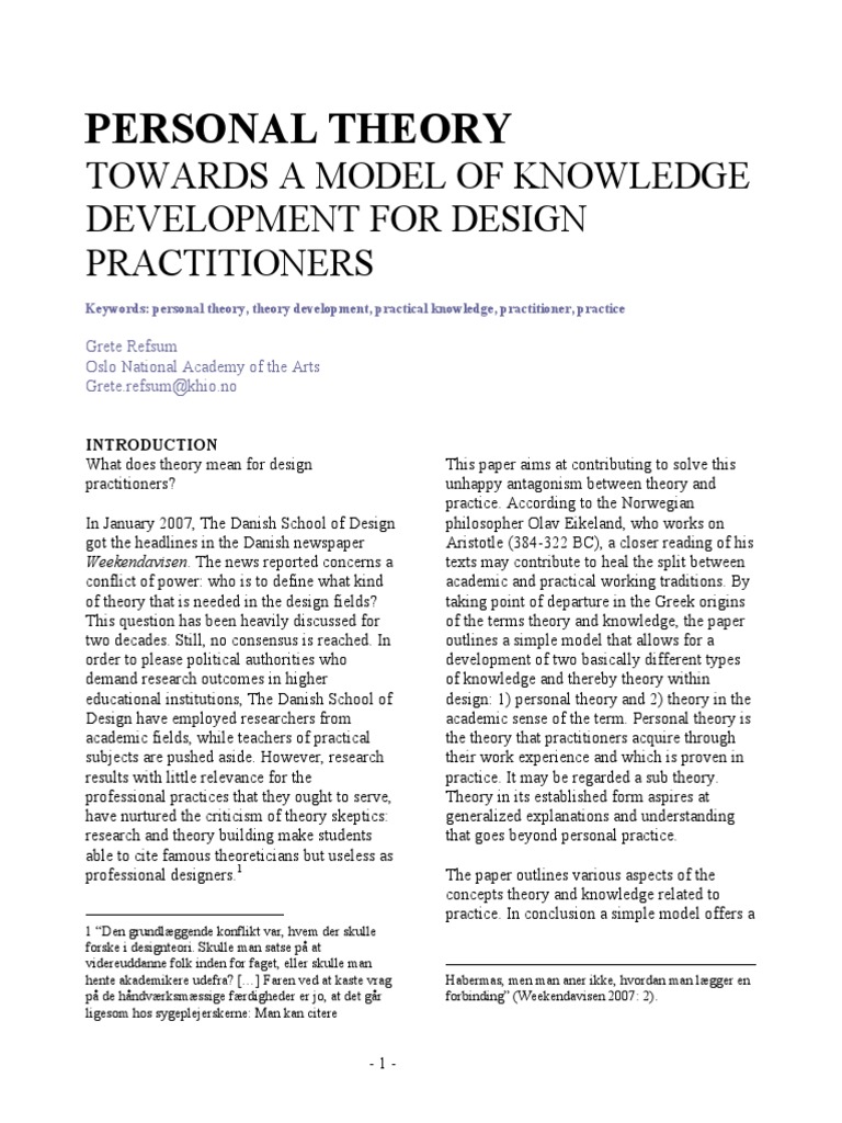 Personal Theory Towards A Model of Knowl | PDF | Tacit Knowledge ...