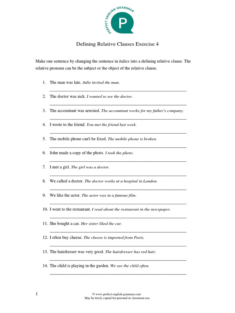Relative Clauses Exercise 4 | PDF | Cognitive Science | Language Mechanics
